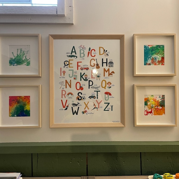 Illustrated Children's Alphabet Print, ABC Poster, Playroom Wall Art ...