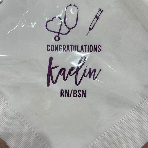Personalized Napkins Nurse Nursing School Graduation Custom Printed ...