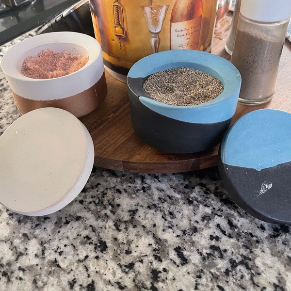 Salt Cellar With Lid / Rose Gold Tipped / Salt Container / Salt Box ...