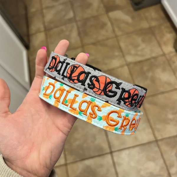 Basketball Dog Collar, Embroidered Dog Collar, Personalized Dog Collar ...