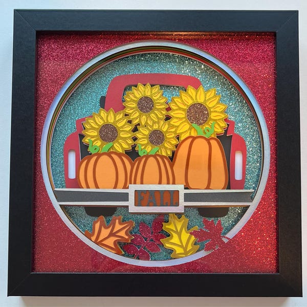 3d Fall Harvest Truck Shadow Box Svg, 3d Layered Svg, 3d Svg, Fall ...