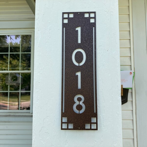 Vertical Address Plaque Art Deco Style, Custom Metal Powder Coated ...