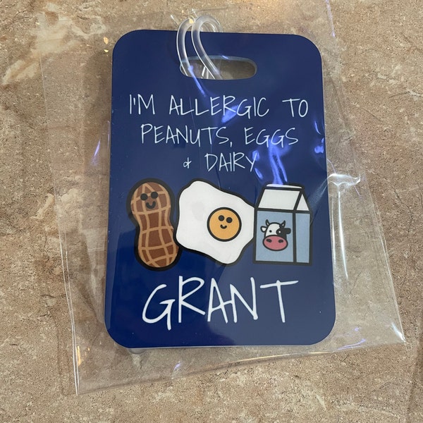 Food Allergy Alert Tag | Kids Allergies Custom Backpack Tags | Bag Tag ...