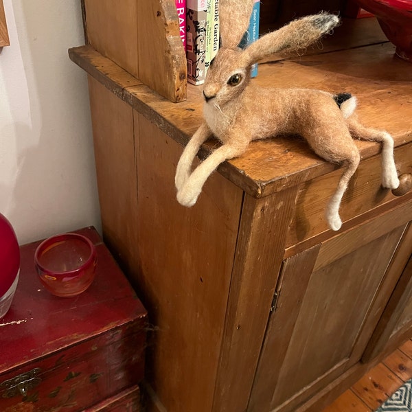 Reclining Hare/rabbit Lover Gift/hare Sculpture/felted Rabbit/felt ...