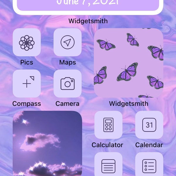 Lilac Purple App Icon Pack - Premium Handcrafted Icons for Aesthetic ...