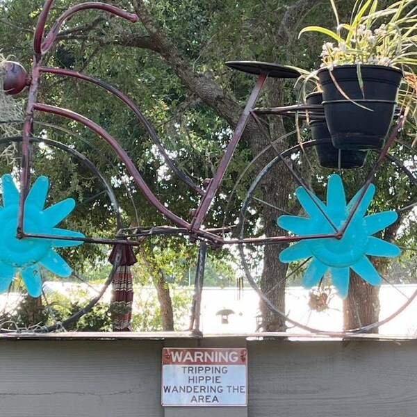 Warning Tripping Hippie Metal Sign, Area Alert, Wander Caution, Hippie ...