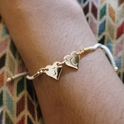 Personalised Heart Bracelet, Custom Initial Bracelet, Valentine's Gift ...