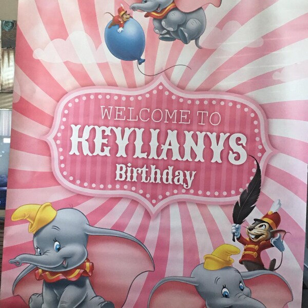 Dumbo Vintage Backdrop Banner, Carnival Circus, Girl Birthday ...