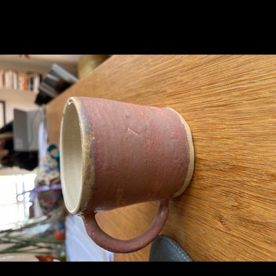 Handmade Ceramic Mug, Pink Blue Cup, 400ml Pink Mugs, Unique British ...