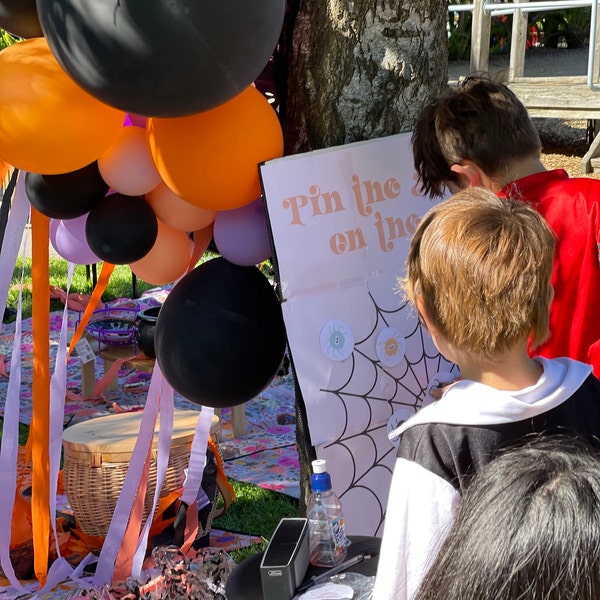 Pin the Spider on the Web Game - Printable Pin the Tail Birthday Party ...