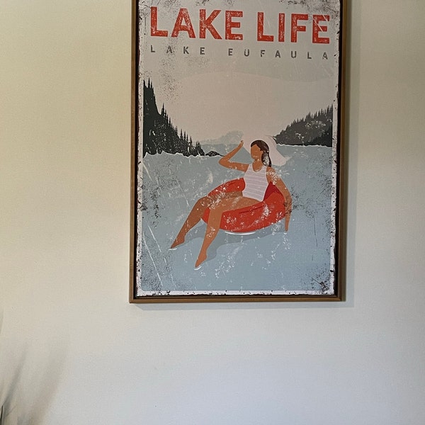 Navy LAKE LIFE Sign > Personalized Nautical Blue Lake House Decor, Lake ...