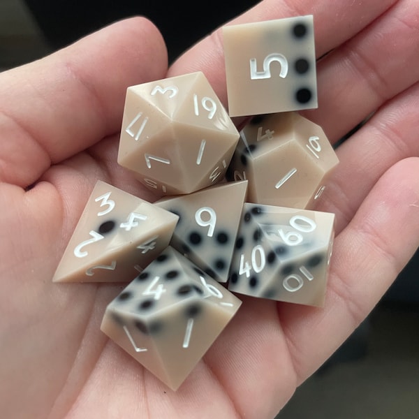 Milk Tea Boba Dice - Kawaii Dice, Boba Dice, Handmade Resin Sharp Edge ...