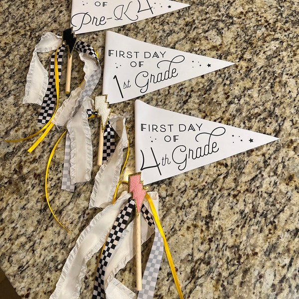 First Day of 4th Fourth Grade Pennant Flag Printable Homeschool School ...