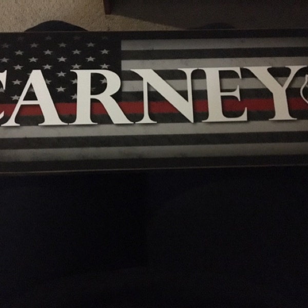 Firefighter Name Sign, Family Name, Firefighter Decor, Fireman Decor ...