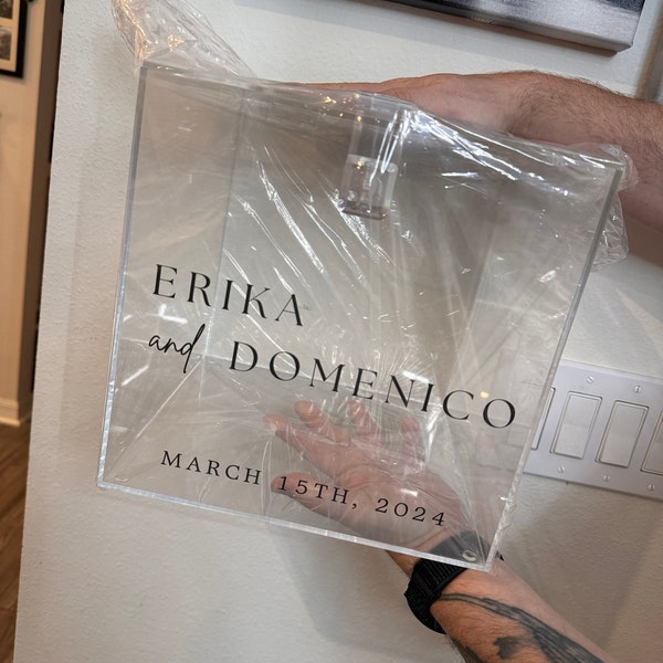 Personalized Name Card Box Wedding Acrylic Card Box With Lock and Key ...