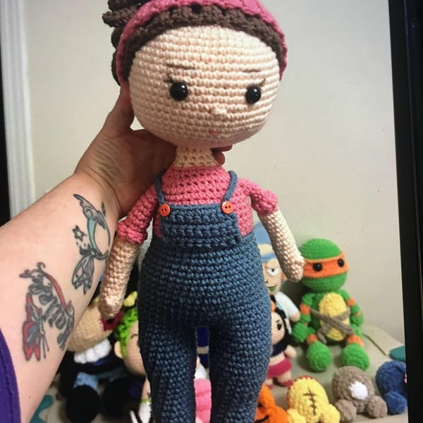 Crochet Doll With Overalls Amigurumi Patterns, First Baby Doll Crochet ...