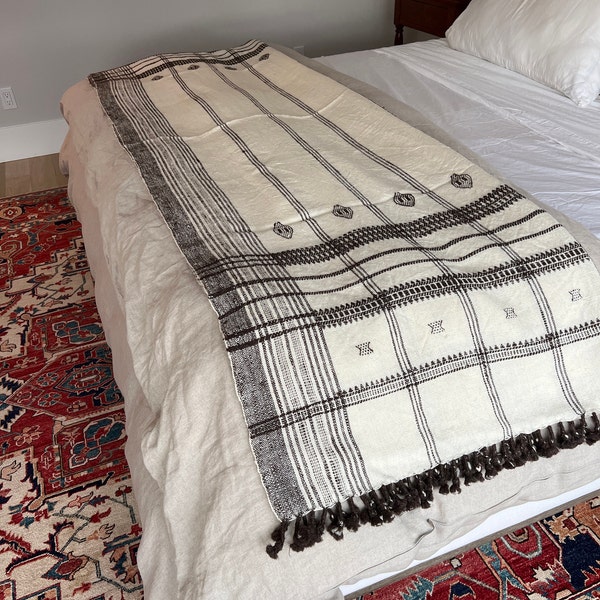 HANSHU | Bhujodi Wool Throw | Indian Wool Blanket | Indigo Wool Throw ...