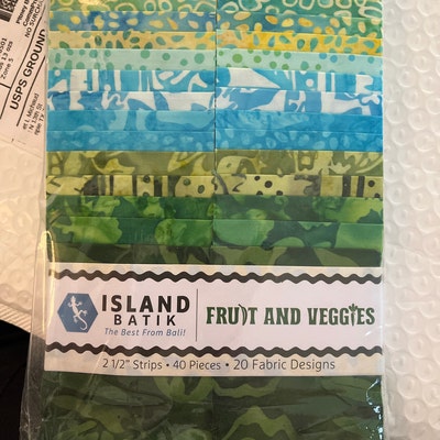 Island Batik Fruit and Veggies Batik Strip Pack/jelly Roll 40, 2.5 X 42 ...