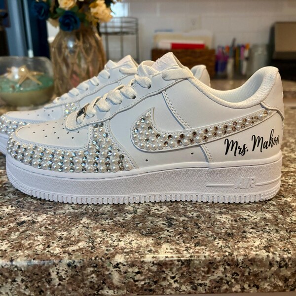 Bridal Air Force 1 Butterfly Floral Embroidered Sneakers • Bridal Shoes ...