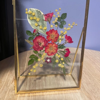 Pressed Flower Frame, Botanical Art Frame, Pressed Rose Flowers Art ...