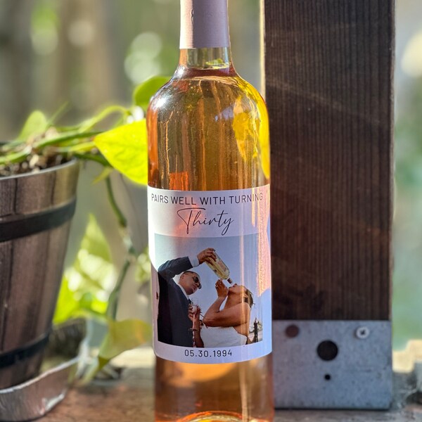 Printed Custom Birthday Wine Labels, Pairs Well With Turning 30, 40, 50 ...