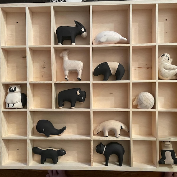 Dark Wooden Display 28 Compartments | Shadow Box | Brown Wall Hanging ...