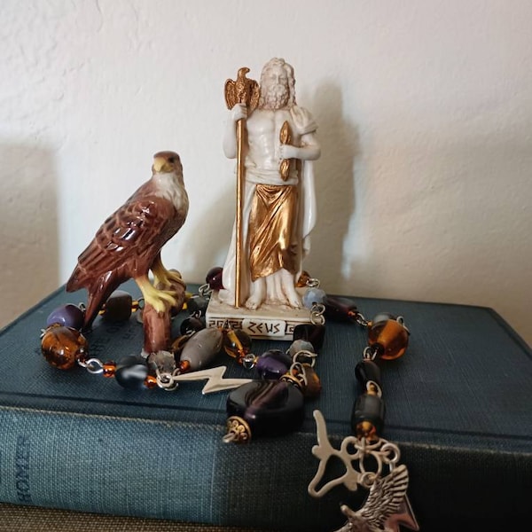 Vintage Zeus Mini Statue - Small Hand-painted Ancient Greek God Zeus ...