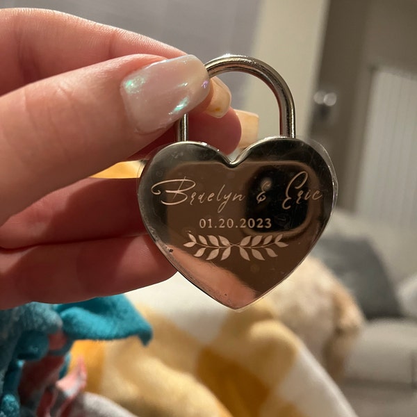 Personalized Engraved Heart Love Lock With Key, Travel Bridge Love ...