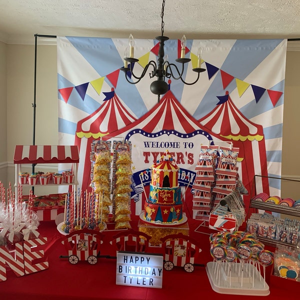 DIGITAL DOWNLOAD Carnival Theme 7ft. Wide X 5ft. High Backdrop Banner ...