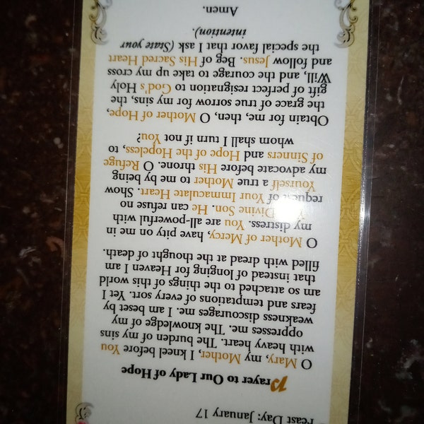 Our Lady of Hope of Pontmain France Laminated Holy Prayer Cards. Our ...