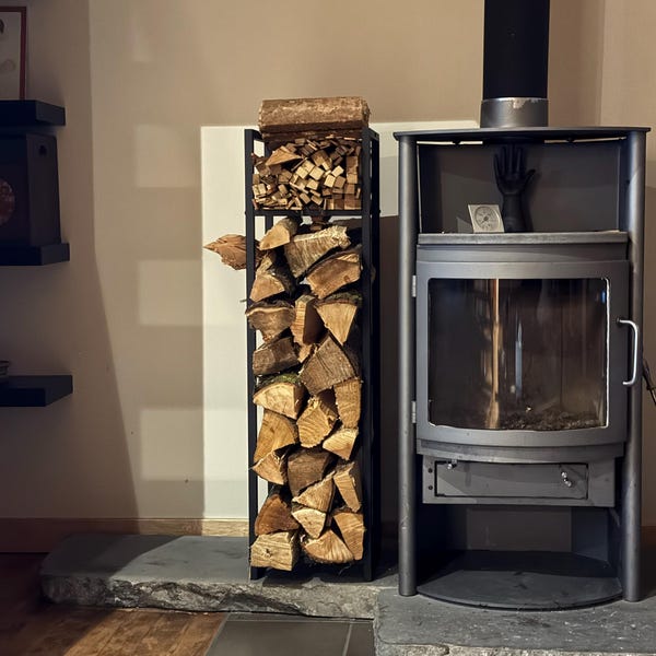 Modern Fireplace Wood Rack, Sleek Vertical Firewood Stand, Space-saving ...