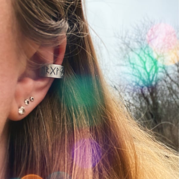 Viking Ear Cuff - Custom Elder Futhark Runes - Viking Beard Bead ...