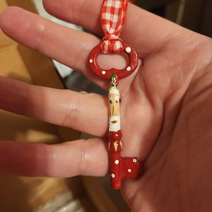 Santa Key Ornament, Painted Santa Key, Christmas Ornament, Handmade ...
