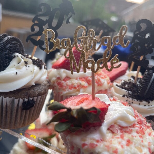 Custom Text Cupcake Toppers, Gold Glitter Cupcake Topper, Personalized ...