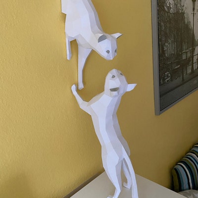 Papercraft Cats PDF Templates couple, DIY Low Poly Papercraft: Make ...