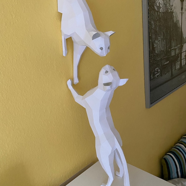 Papercraft cats PDF templates (couple), DIY Low Poly Papercraft: Make ...