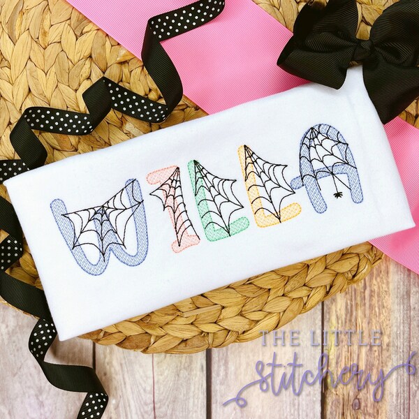 Spiderweb Font Embroidery Spider's Web Alphabet Halloween Cobweb Spooky ...