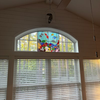 Octagon Ocean Wave Leaded Stained Glass Window Panel Blue Room Stain ...