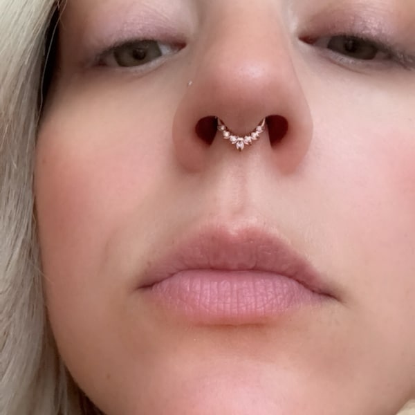 Rose Gold Septum Ring, Septum Jewelry, Septum Clicker Piercing, Cute ...