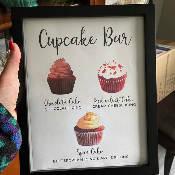 Cupcake Menu Sign, Cupcake Bar Sign, Minimalist Dessert Sign, 120 ...
