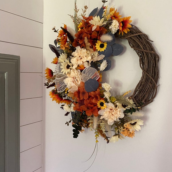 Everyday Year Long Wreath With Family Name, Custom Sign, Farmhouse ...