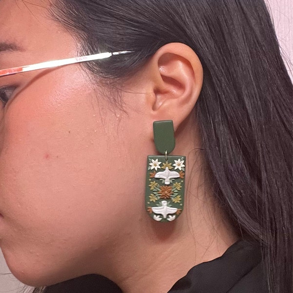 Moth Earrings Floral Butterfly Black Death Moth Halloween Earrings ...