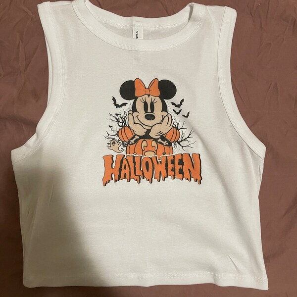 Halloween Mickey Crop Tank, Disney Halloween Baby Tee, Not so Scary ...