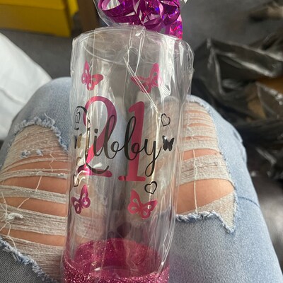 Personalised Bumble Bee Birthday Glitter Glass Gift for Her Gift for ...