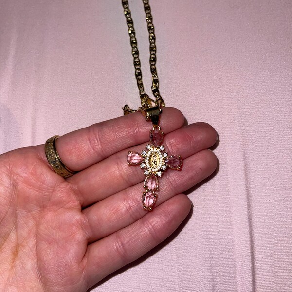 14k Gold Dipped Virgin Mary Virgen Maria Lady Guadalupe Rose Round ...