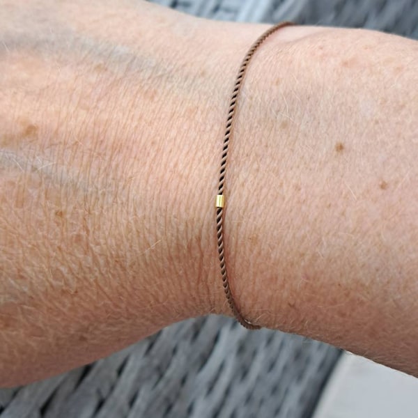 14k Gold Red String Bracelet - Silk Cord Red String Bracelet - Solid ...