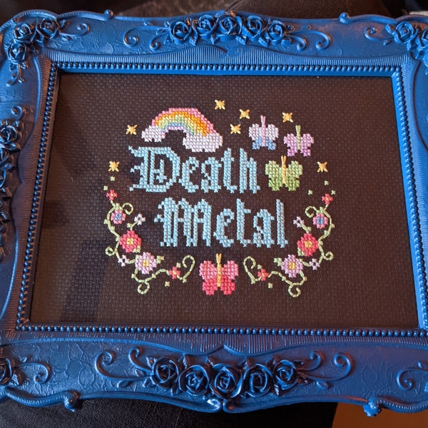 Death Metal - Gothic Cross Stitch Pattern - Hail Satan, Black Metal ...