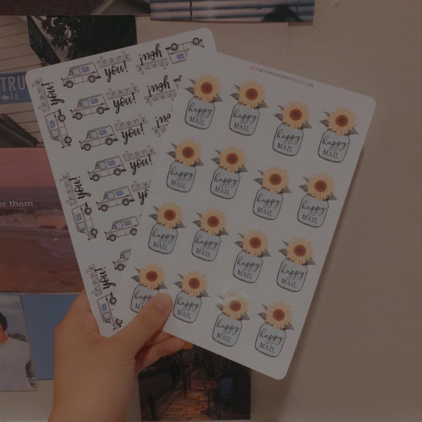 Sunflower Mason Jar Stickers, Happy Mail Sunflower Sticker, Small ...