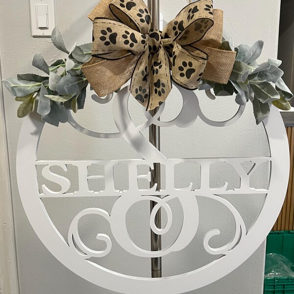 Last Name Door Sign Initial Door Wreath Personalized Front Door Family ...
