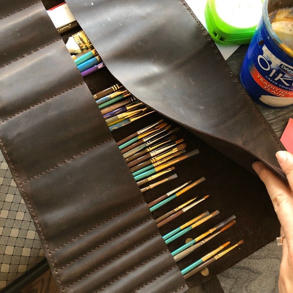 Leather Roll, Artist Roll, Leather Pencil Roll, Leather Pencil Case ...